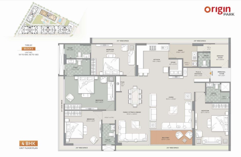 Origin Park Floor Plans - Sargaasan, Ahmedabad