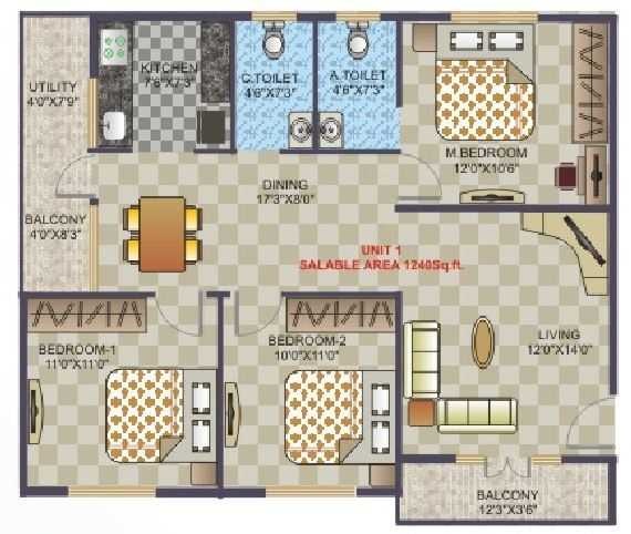 Asritha Elegance Floor Plans - JP Nagar Phase 8, Bangalore