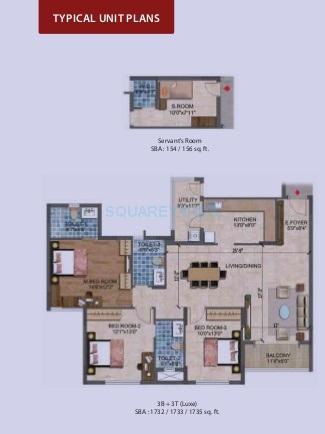 Rental 3 Bedroom 1735 Sq.Ft. Apartment in Puravankara Purva Westend ...