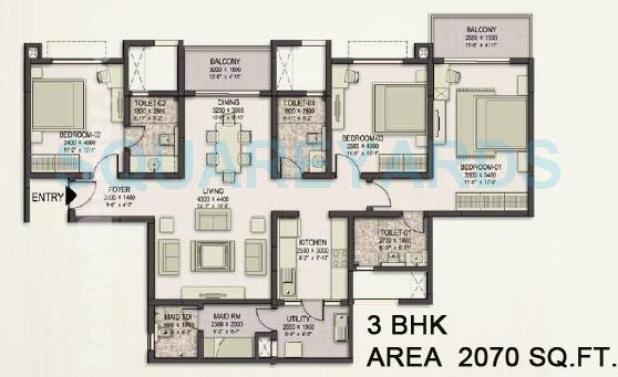 Sobha Eternia - Price on Request, 3 Beds BHK Floor Plans Available in ...