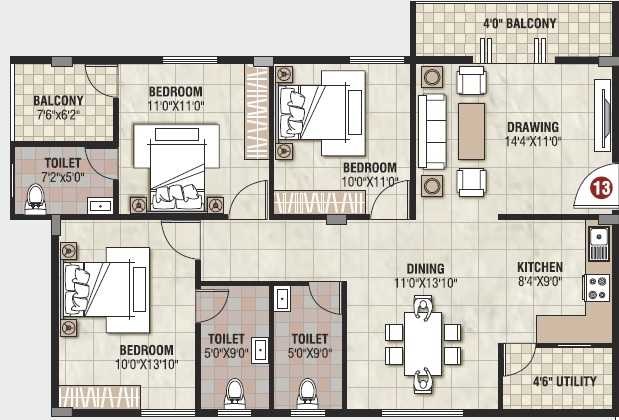VBC Oracle Oak in Kodigehalli, Bangalore @ 62.50 Lac - Floor Plans ...