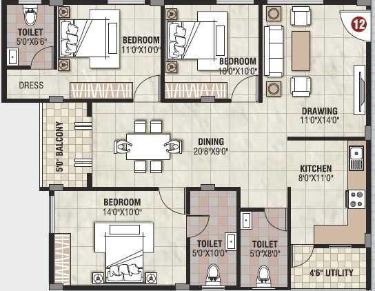 VBC Oracle Oak in Kodigehalli, Bangalore @ 62.50 Lac - Floor Plans ...