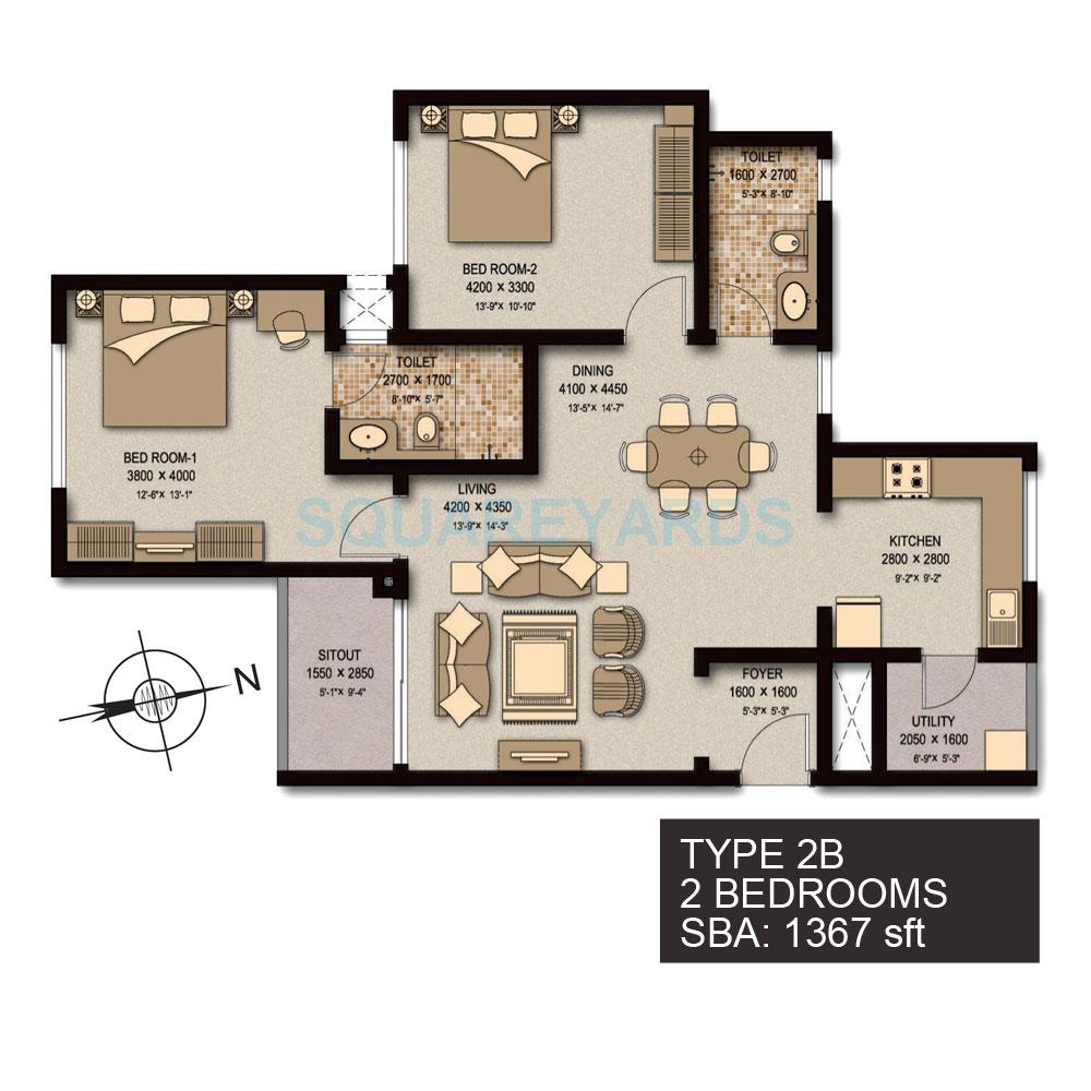 Sobha Meritta in Kelambakkam, Chennai @ 70.03 Lac - Floor Plans ...