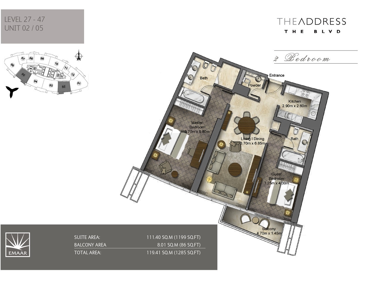 Emaar Address Boulevard Floor Plans - Unit Plans in Downtown Dubai, Dubai