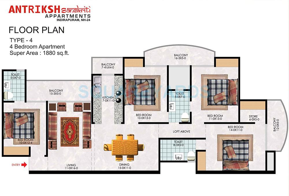 Antriksh Sanskriti Apartment Floor Plans - Indrapuram, Ghaziabad