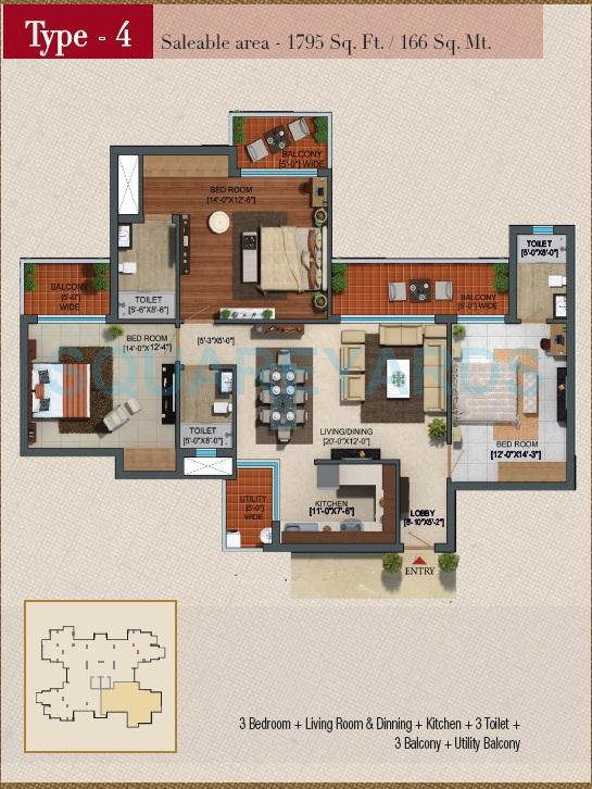 Capital Athena in Noida Ext Sector 1, Greater Noida @ 43.56 Lac - Floor ...