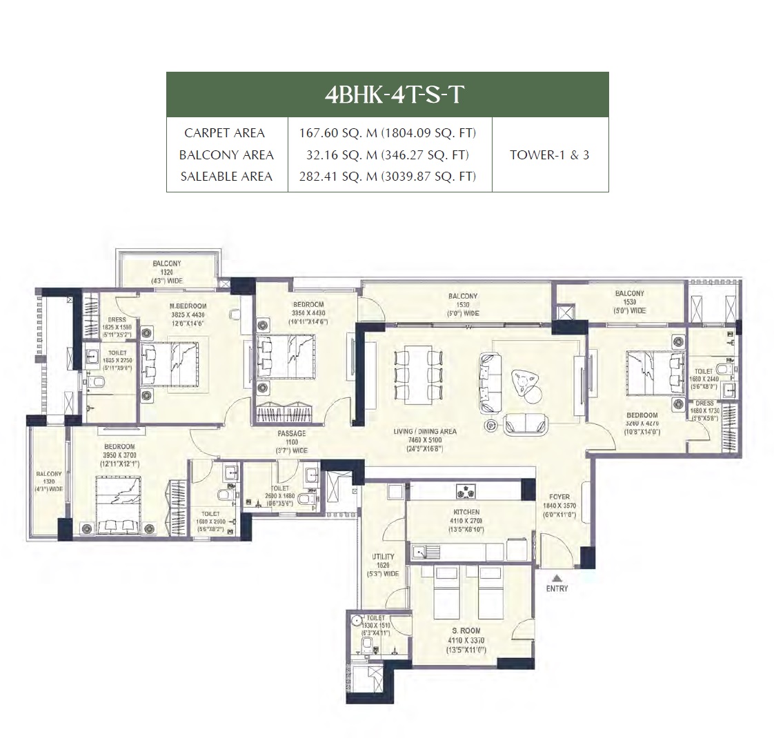 Resale 4 Bedroom 4260 Sq.Ft. Apartment in Emaar Urban Oasis, Sector 62 ...