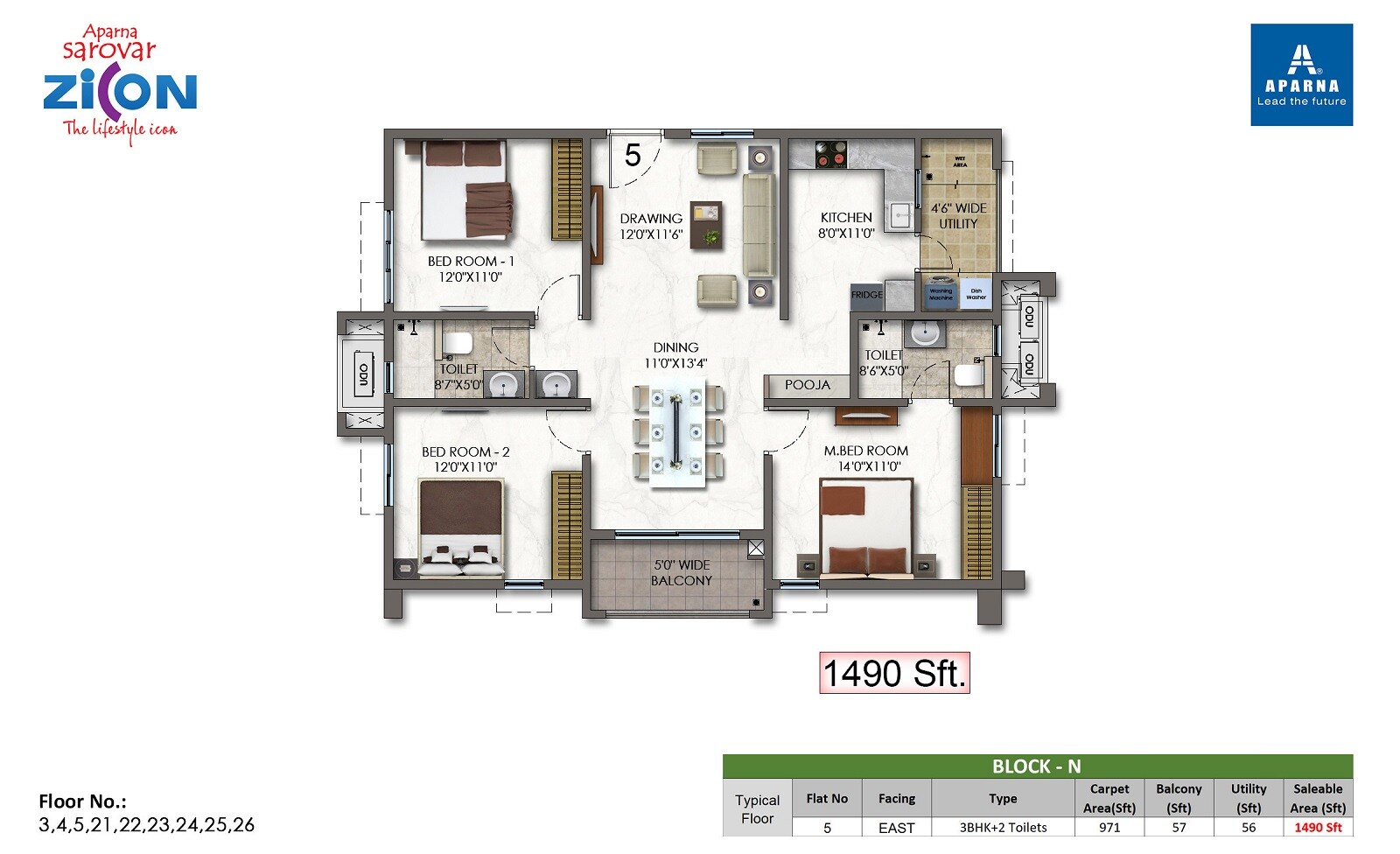 Aparna Sarovar Zicon Nallagandla, Hyderabad | Price List, Floor Plan ...