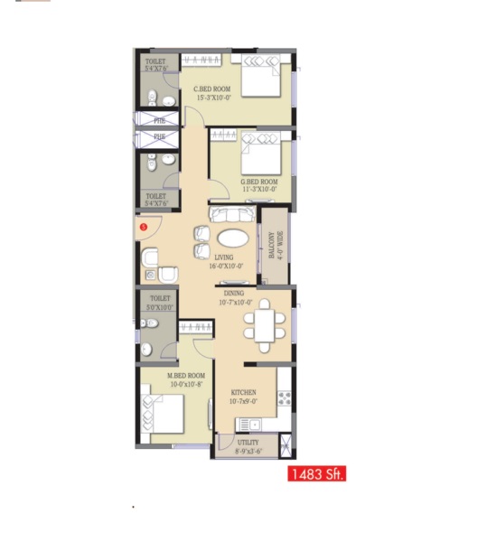 Rental 3 Bedroom 1271 Sq.Ft. Apartment in Prajay Megapolis, Kukatpally ...