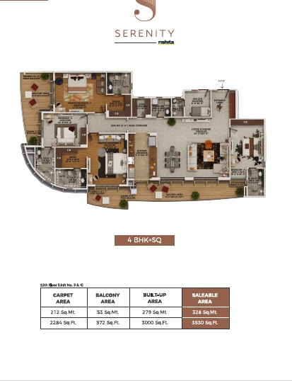 Resale 4 Bedroom 3530 Sq.Ft. Apartment in Rishita Serenity, Sushant ...