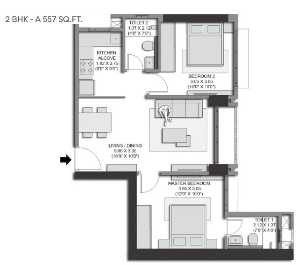 Transcon Triumph Tower 3 in Andheri West, Mumbai @ 1.35 Cr - Floor ...