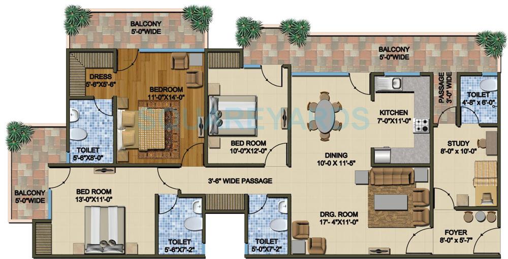 Supertech The Romano in Sector 118, Noida @ 48.55 Lac - Floor Plans ...